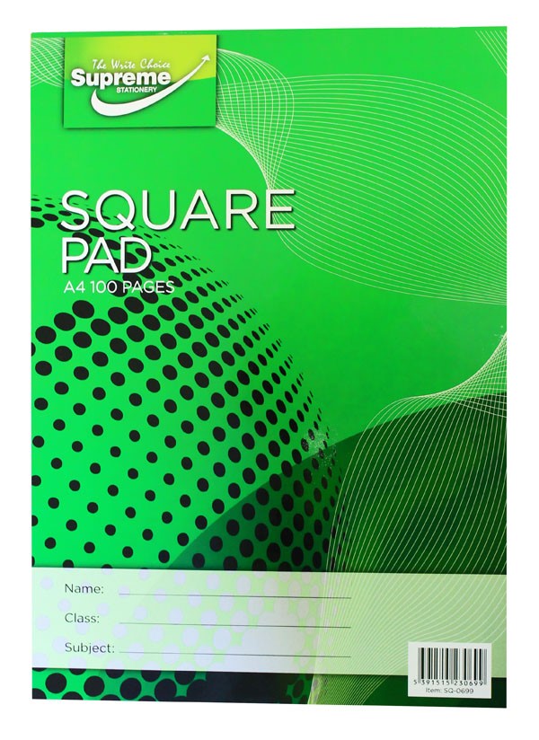Pad Squared A4 100 Pg - Supreme | Stationery